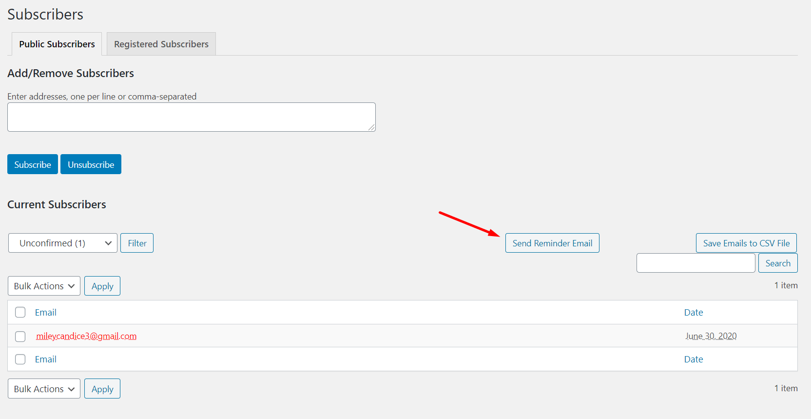 Subscribe2 Public Subscribers - weMail