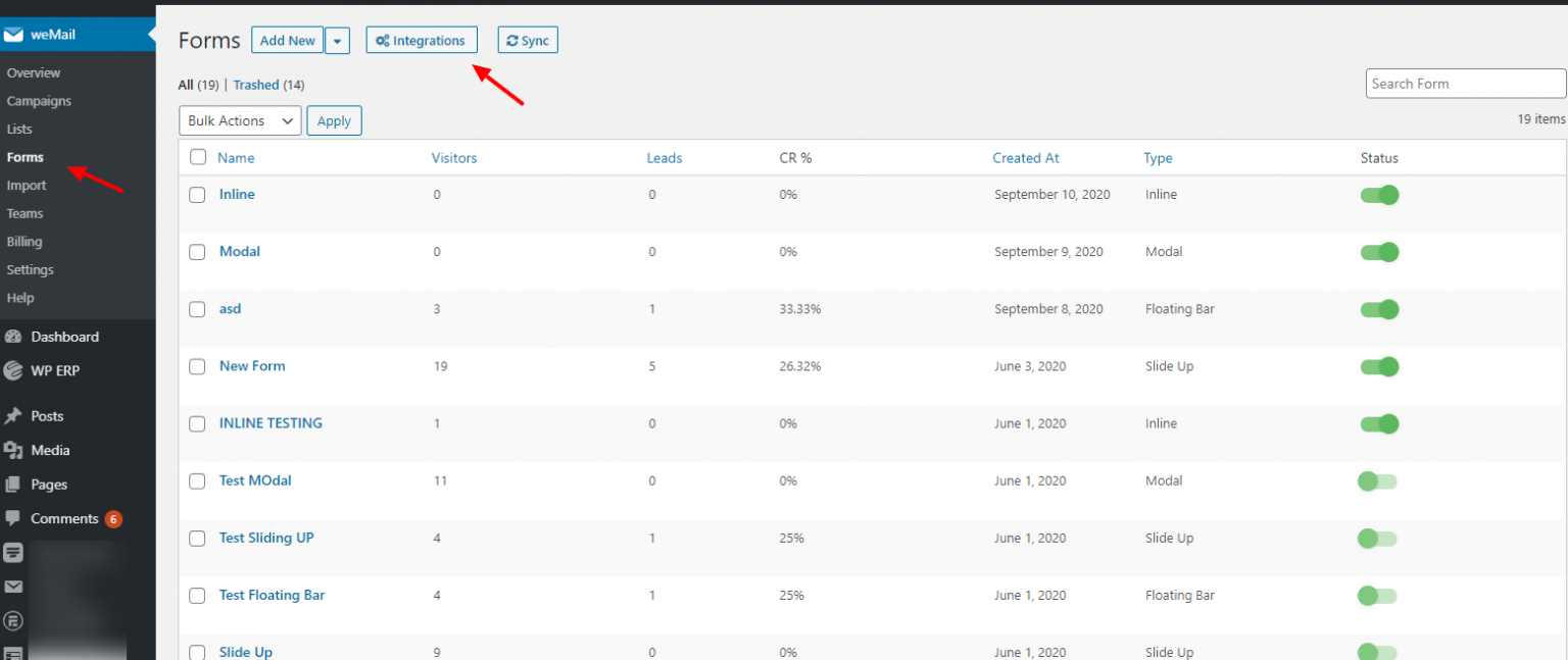 Ninja Forms - weMail