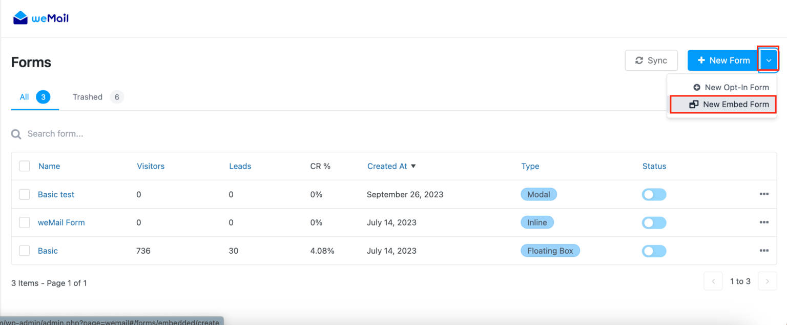 Utilizing Embed Forms - weMail