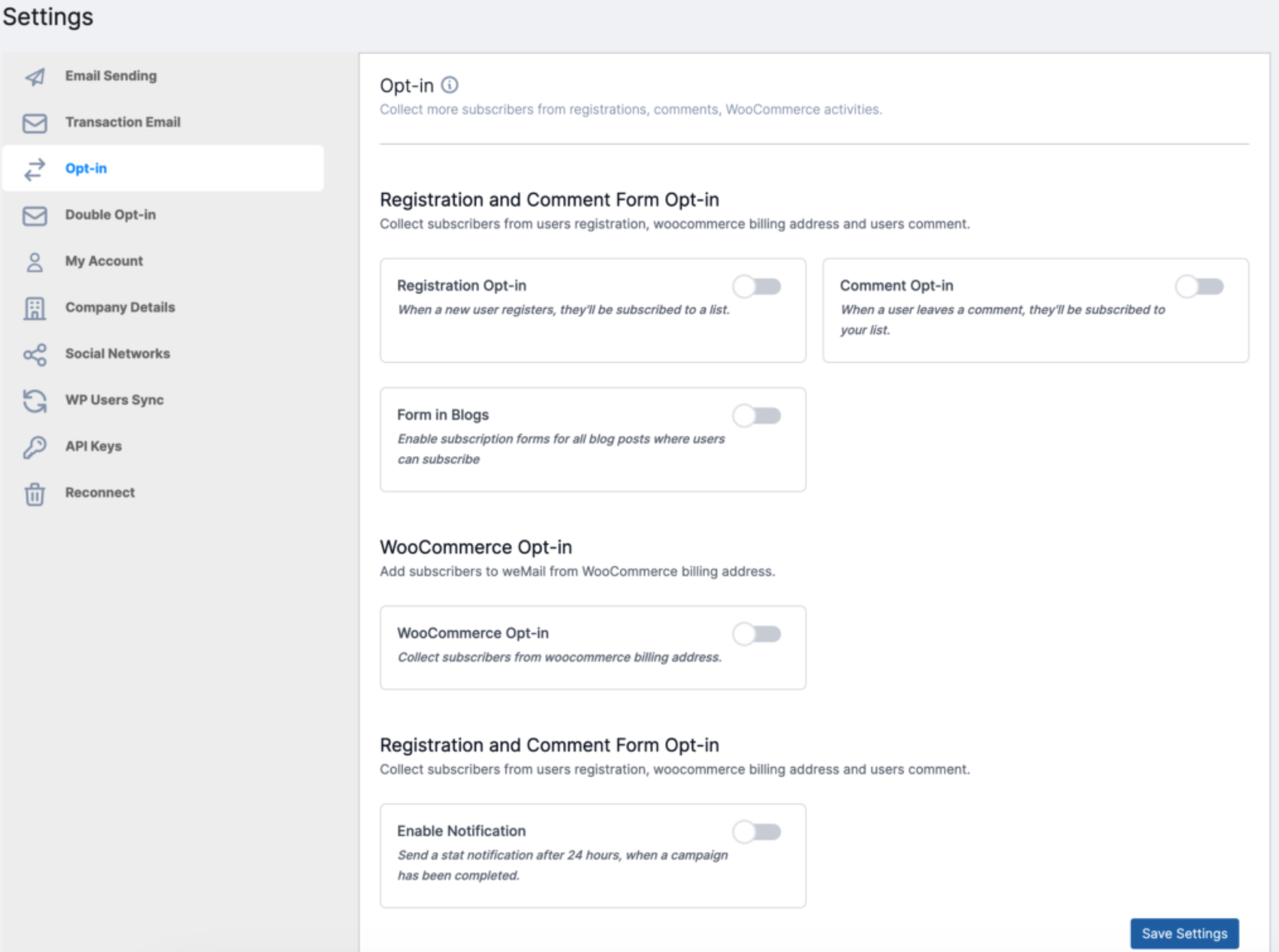Opt-In Setting - weMail